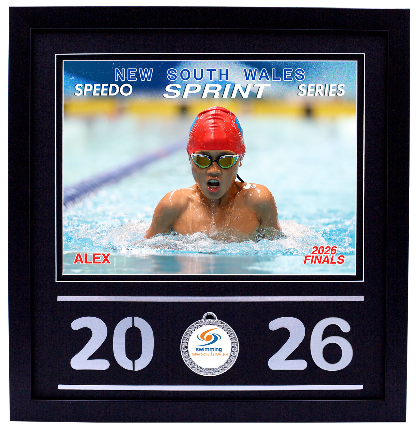 2026 NSW Speedo Sprint Black Medal Shots Frame – Medal Shots Pty Ltd